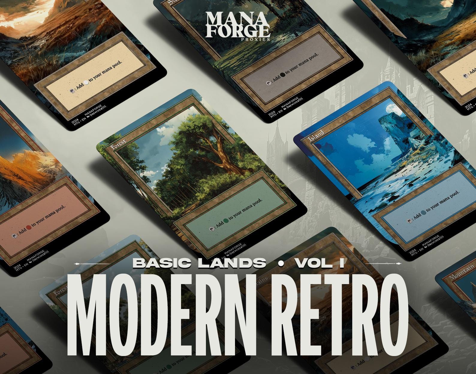 Modern Retro Basic Lands - Vol I | Custom MTG Proxy – ManaForge Proxies